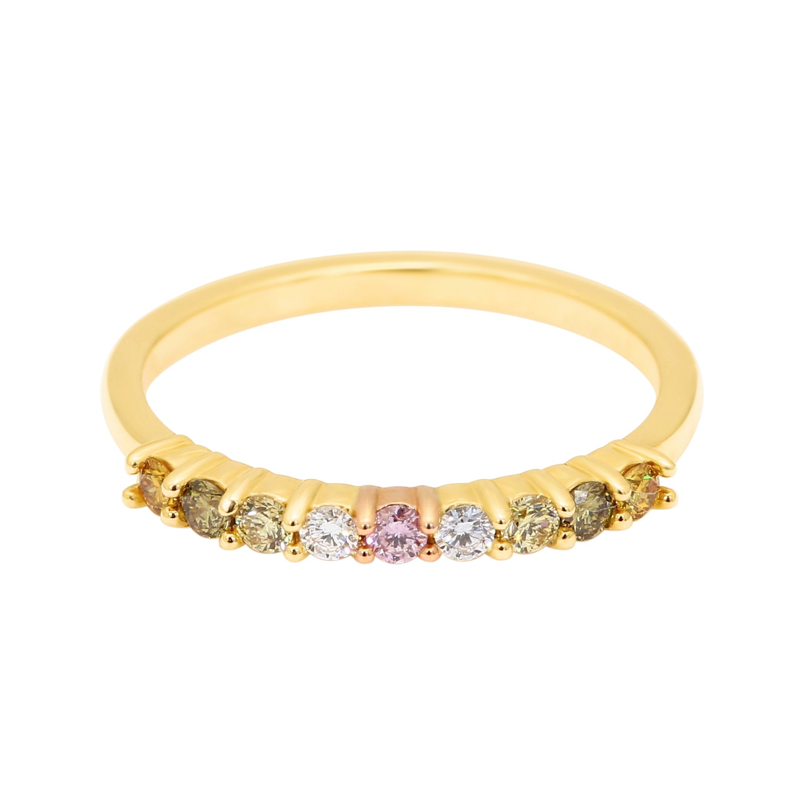 18ct Yellow & Rose Gold Round Cut 0.31 ctw Pink, White, Fancy Yellow ...