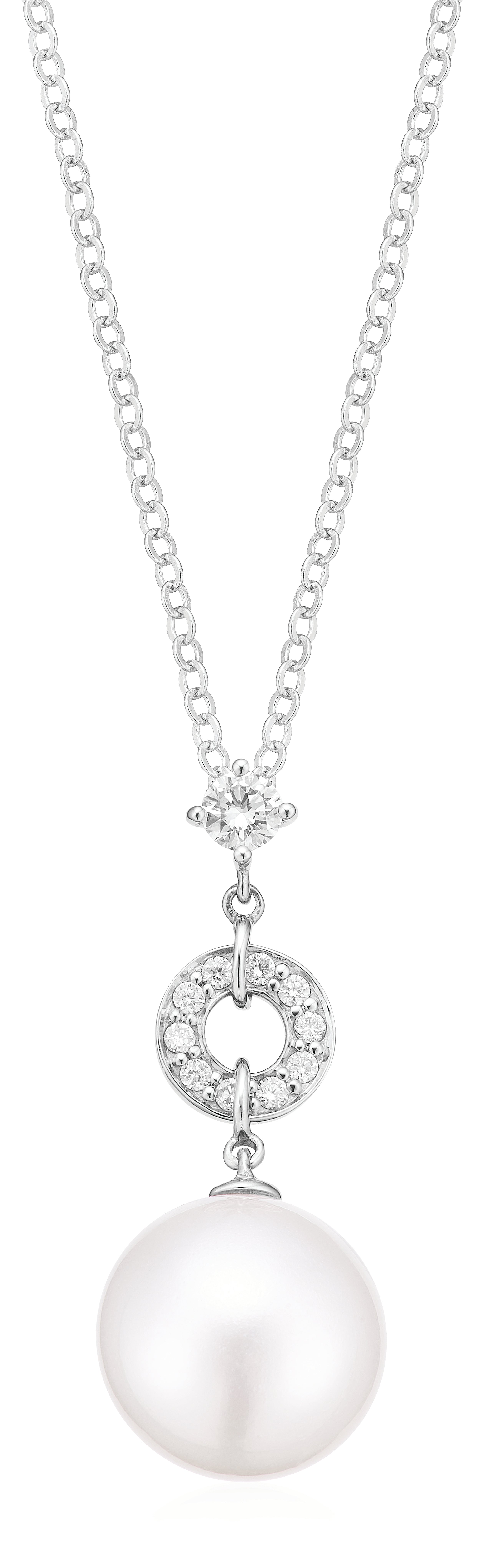 Perla by Autore 18ct White Gold 10 mm White South Sea Pearl 0.27 Carat ...